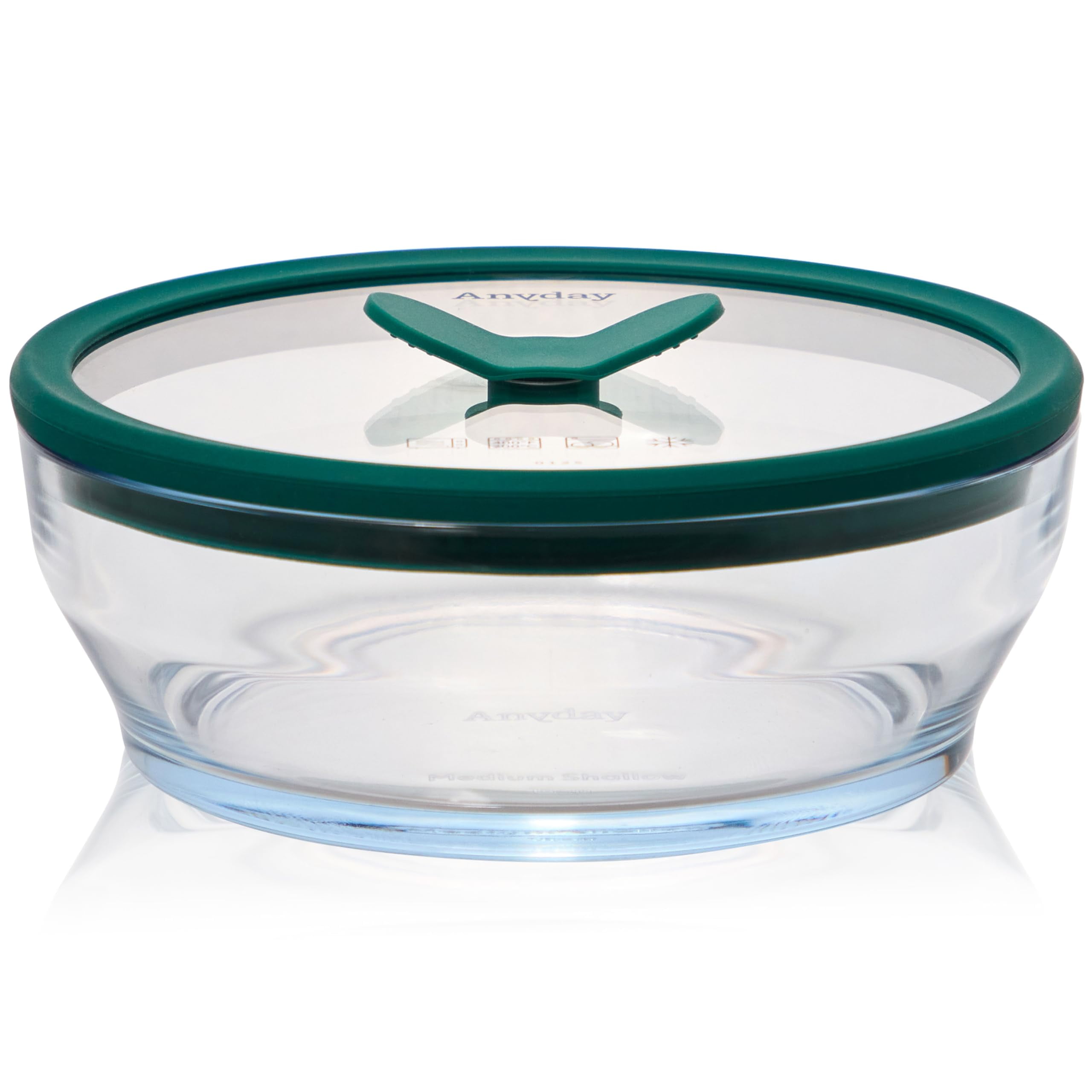Anyday 4-Cup Glass Food Storage with Glass Lid, Shallow Dish | Plastic ...