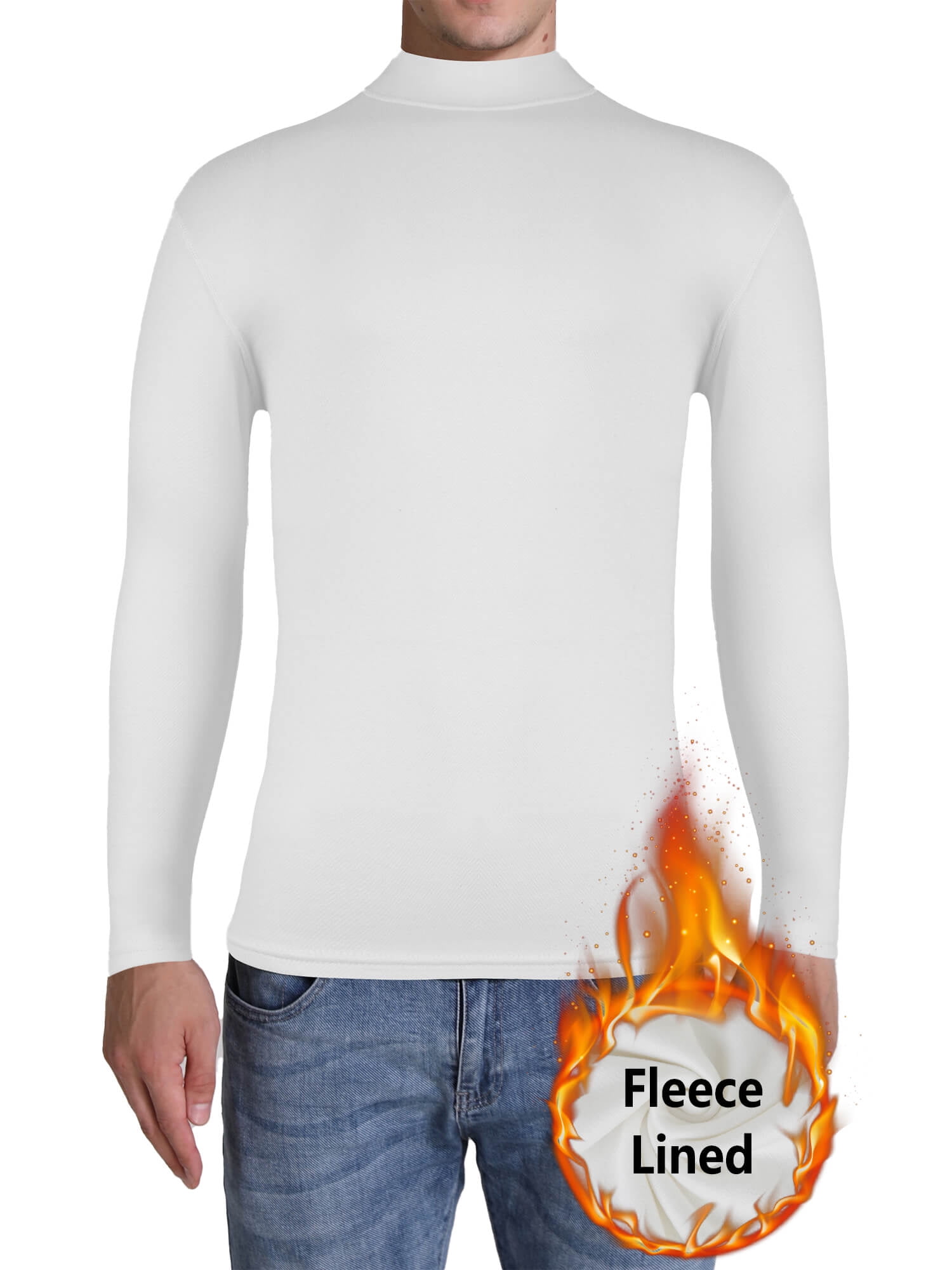 ANYFIT WEAR Men's Fleece Lined Mock Turtleneck Long Sleeve T Shirt ...