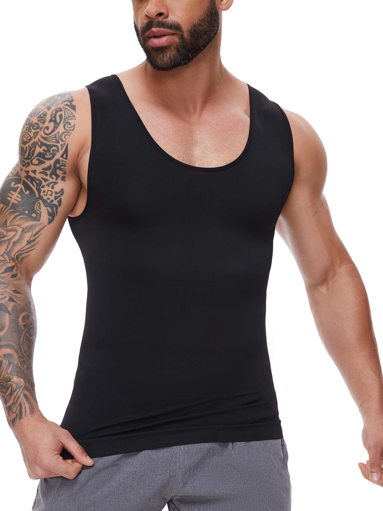 ANYFIT WEAR Mens Slimming Shirt Body Shaper Vest Workout Tummy Control ...