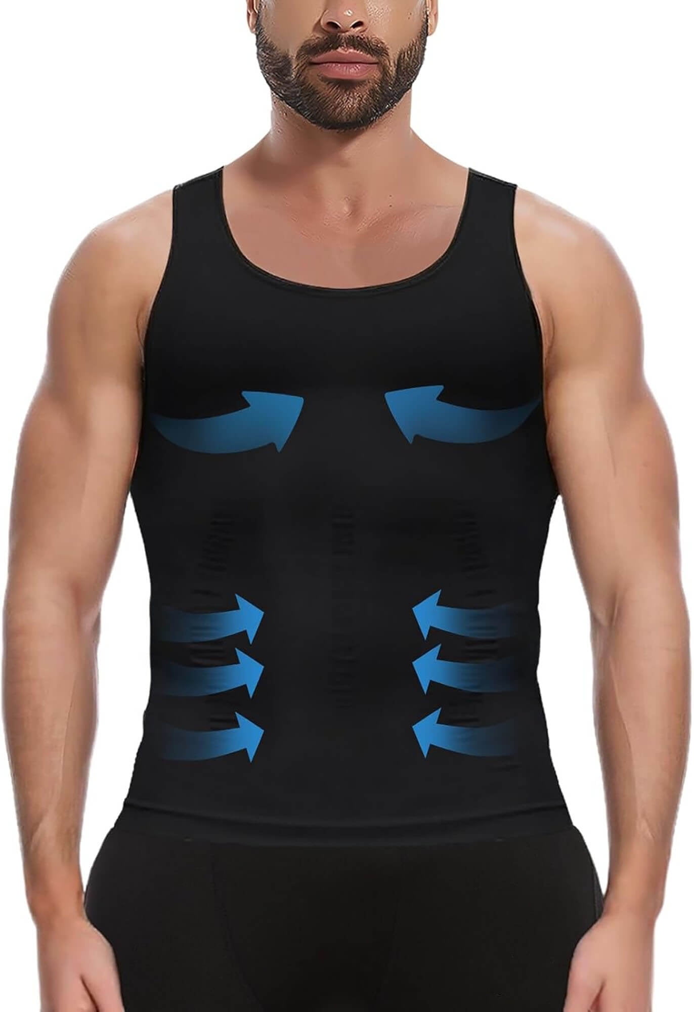 ANYFIT WEAR Mens Slimming Shirt Body Shaper Vest Workout Tummy Control ...