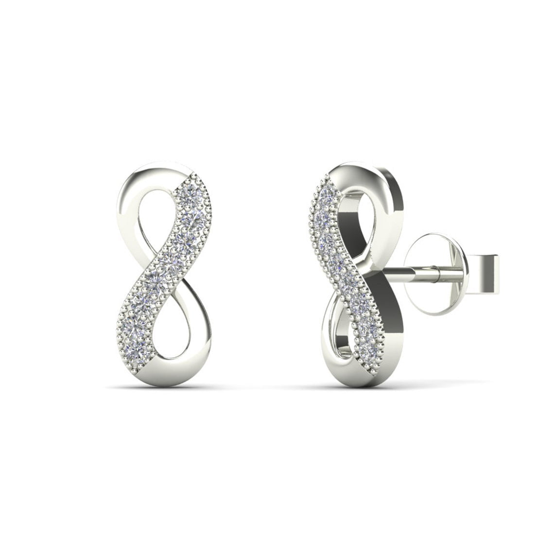 Anygolds 0.06 ctw Mini Infinity Diamond Stud Earring 14K Real Solid ...