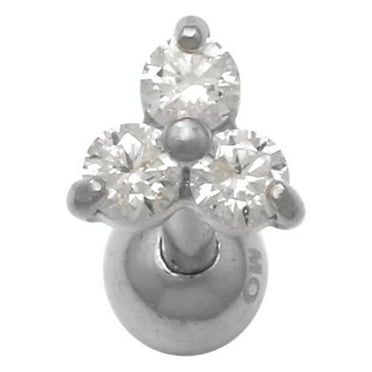 Anygolds 14K Real Solid Gold Pearl with CZ Cartilage Daith Helix Tragus ...