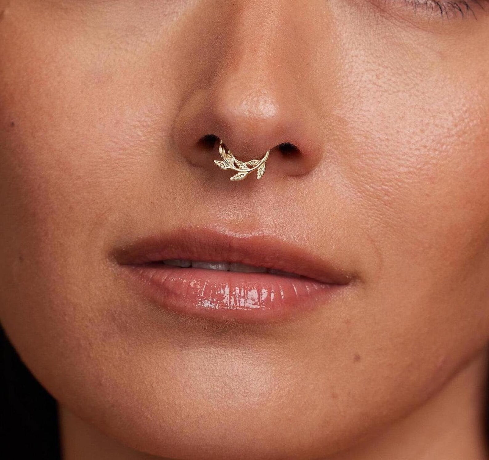 Anygolds 14K REAL Solid Gold Laurel Leaves Nose Piercing Cartilage ...