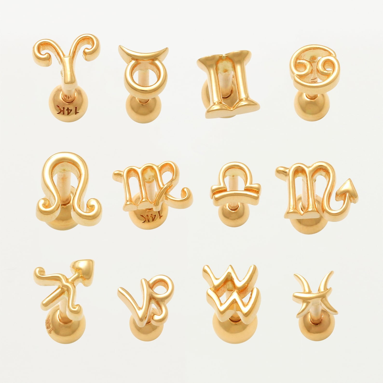 Anygolds 14K REAL Solid Gold Little Zodiac Sign Ear Piercing, Daith ...