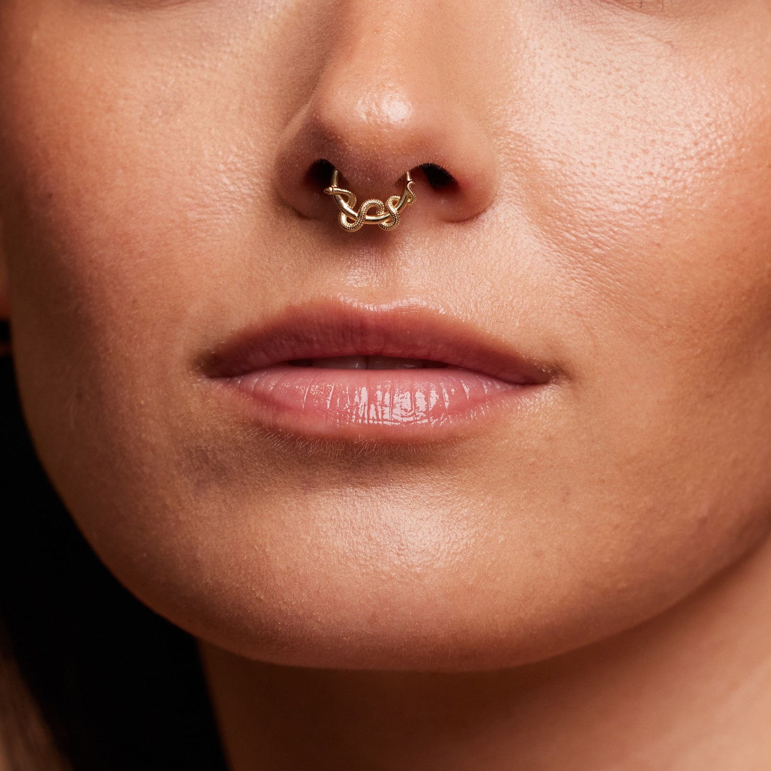 Anygolds 14K REAL Solid Gold Snake Septum Nose Piercing Cartilage Daith ...