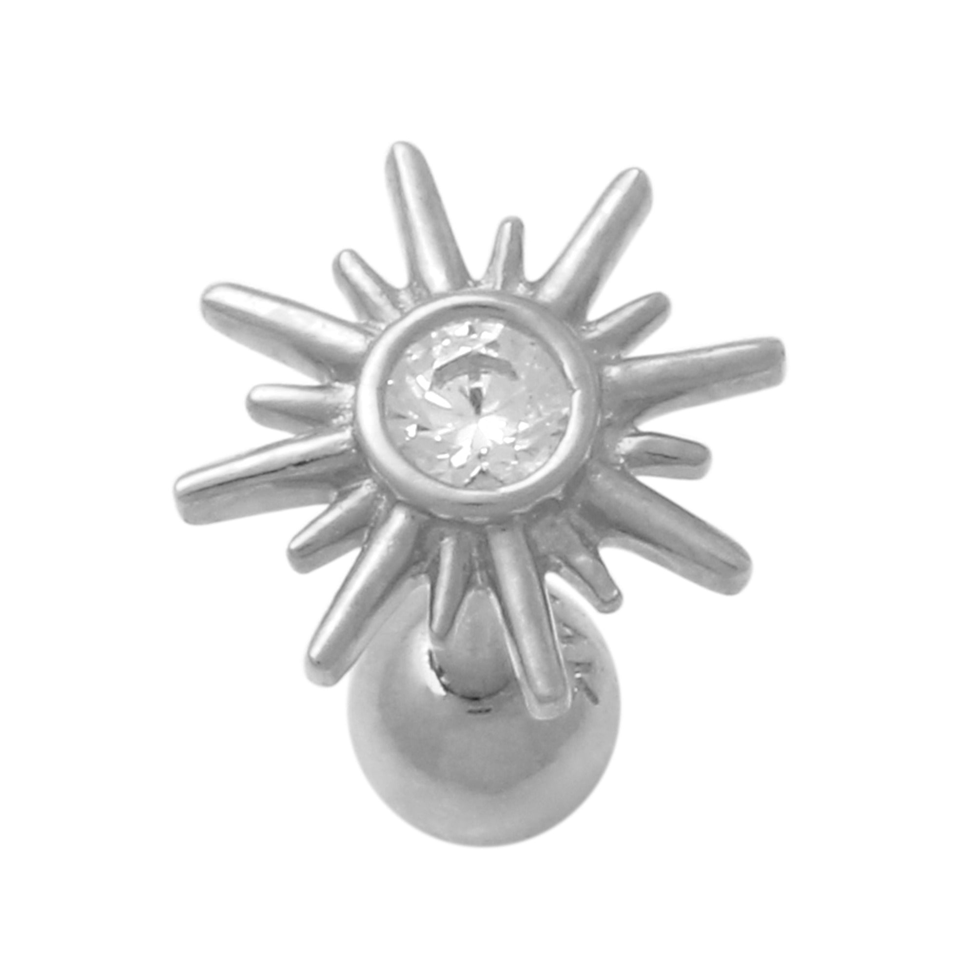 Anygolds 14K REAL Solid Gold Sun with CZ Cartilage Daith Helix Tragus ...