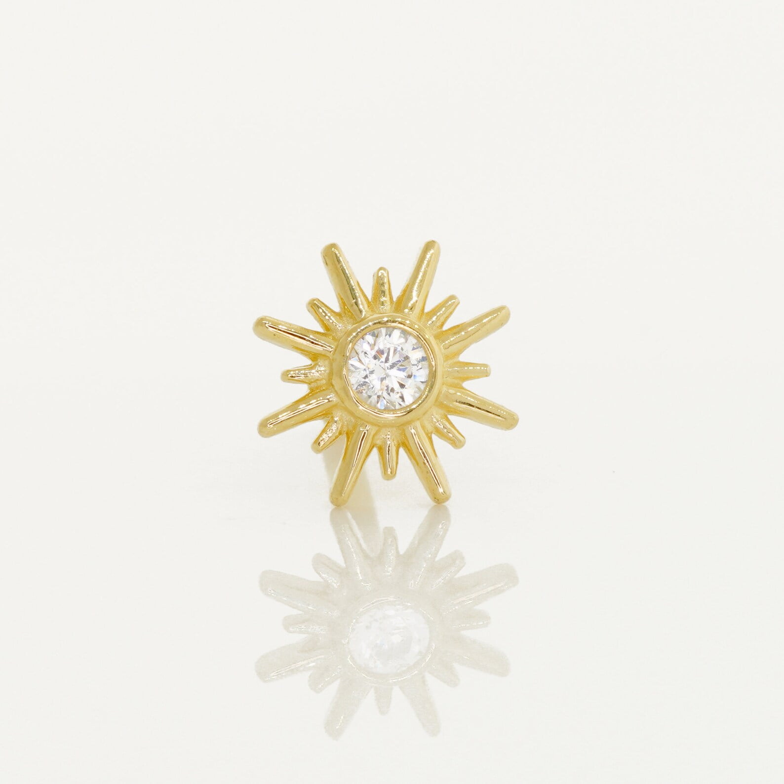 Anygolds 14K REAL Solid Gold Sun with CZ Cartilage Daith Helix Tragus ...