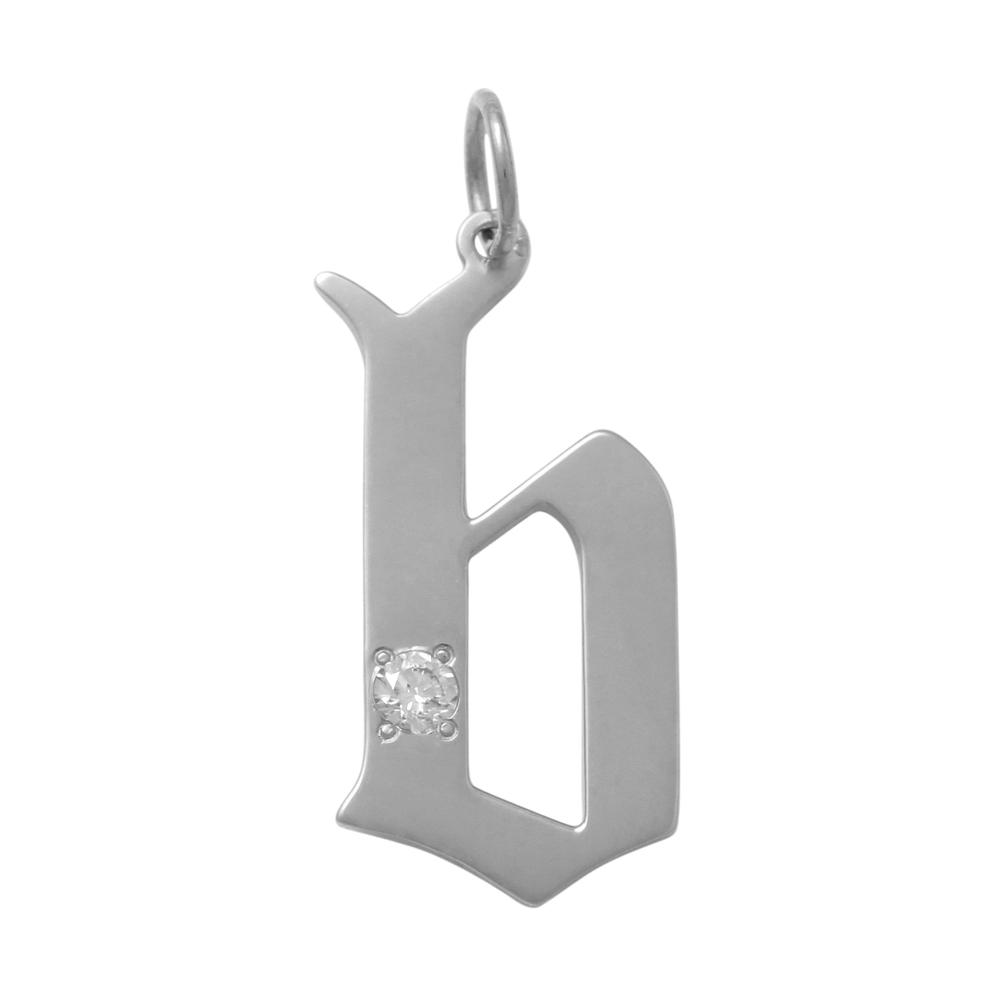 Anygolds 14K Real Solid Gold 0.031ctw - 0.044ctw Diamond Gothic Initial ...