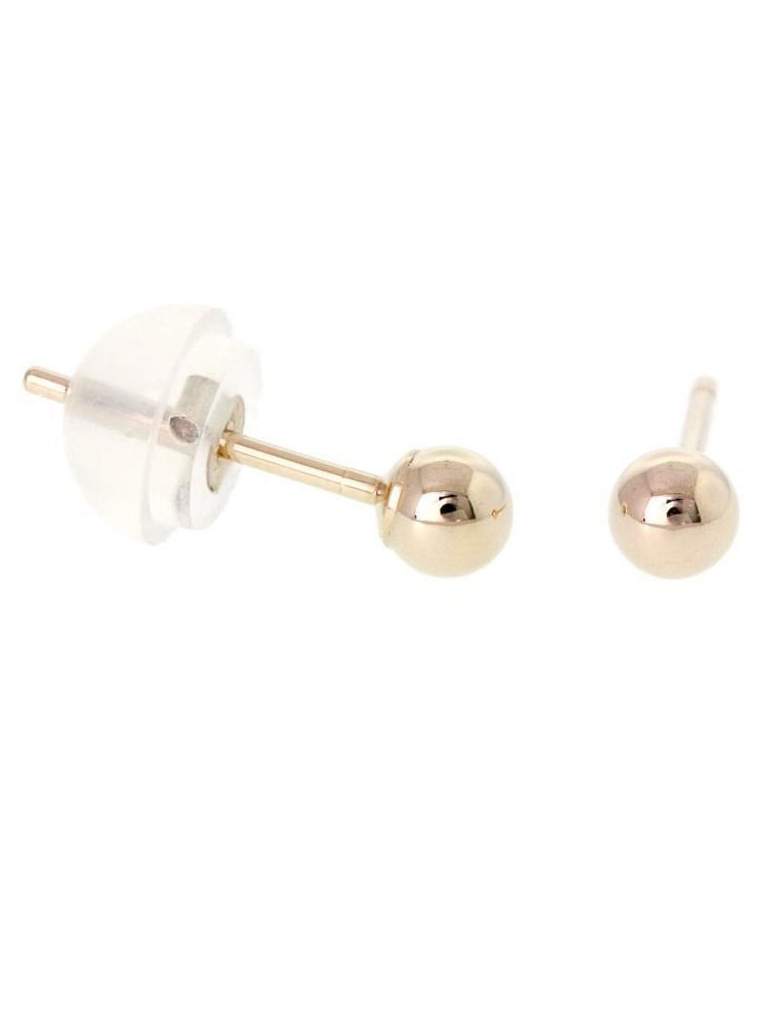 Anygolds 14K Real Solid Gold 3 mm Sphere Round Ball Stud Earrings Studs Cartilage Daith Helix ...