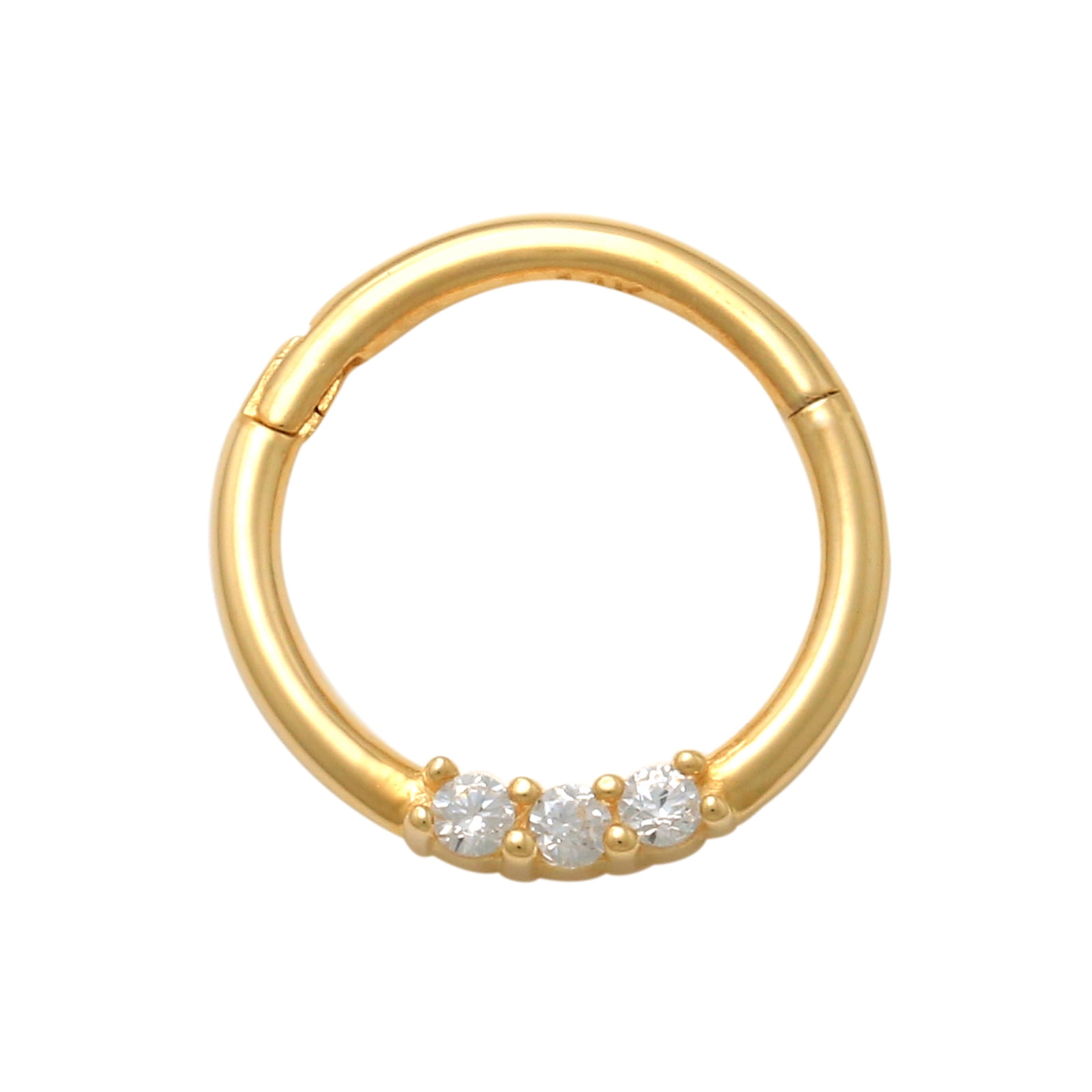 Anygolds 14K Real Solid Gold Diamond CZ Hoop Earring, Cartilage Daith ...