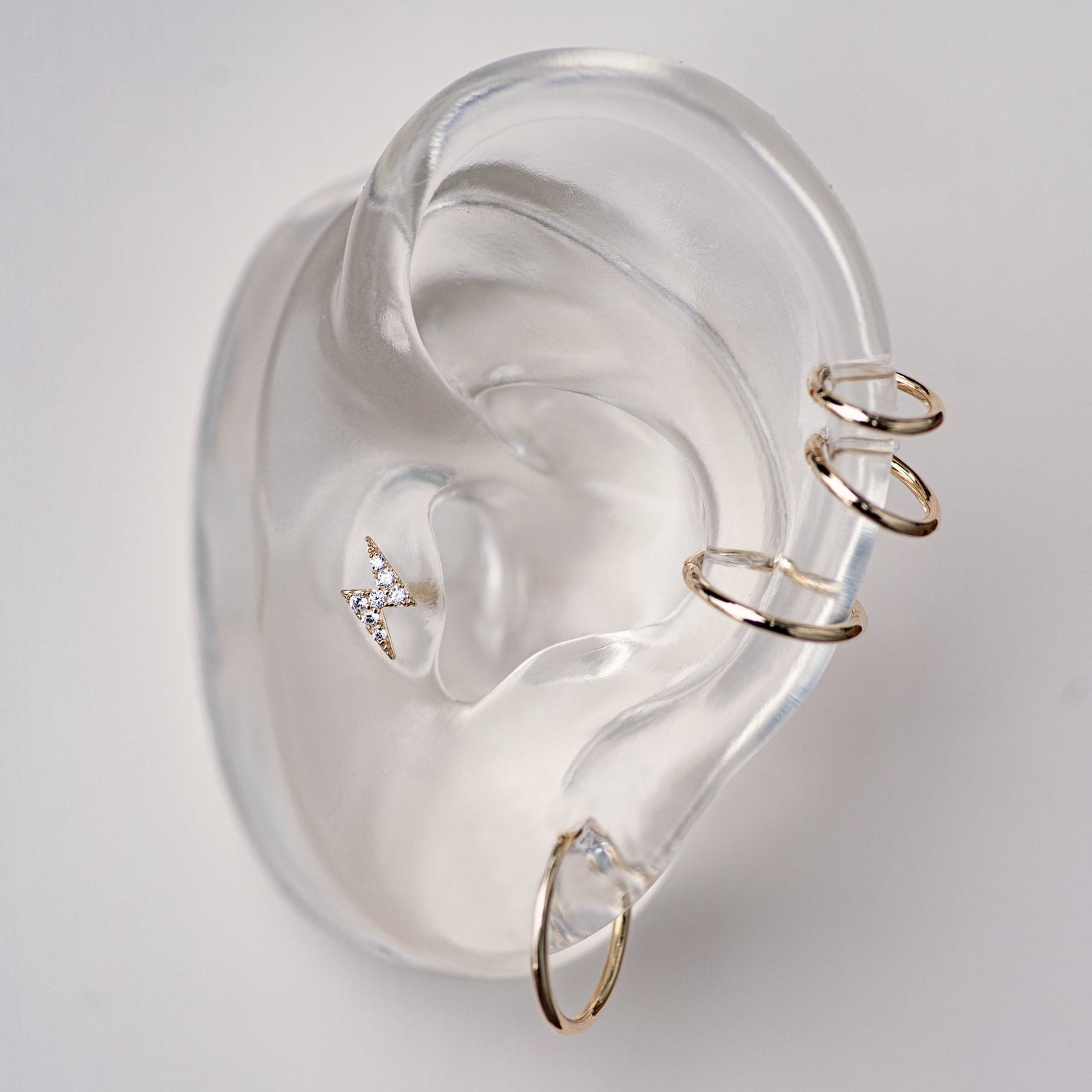 Anygolds 14K Real Solid Gold Diamond Lightning Cartilage Daith Helix ...