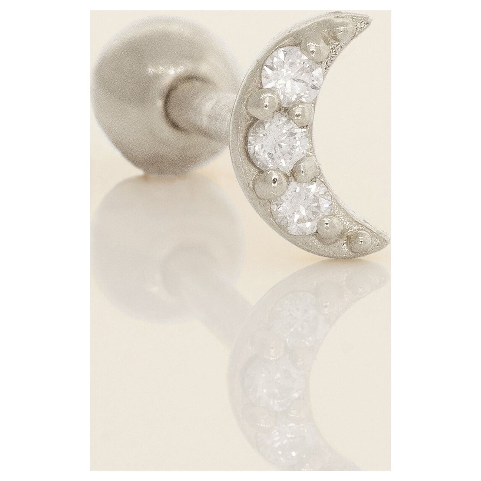 Anygolds 14K Real Solid Gold Diamond Petite Crescent Luna Cartilage ...