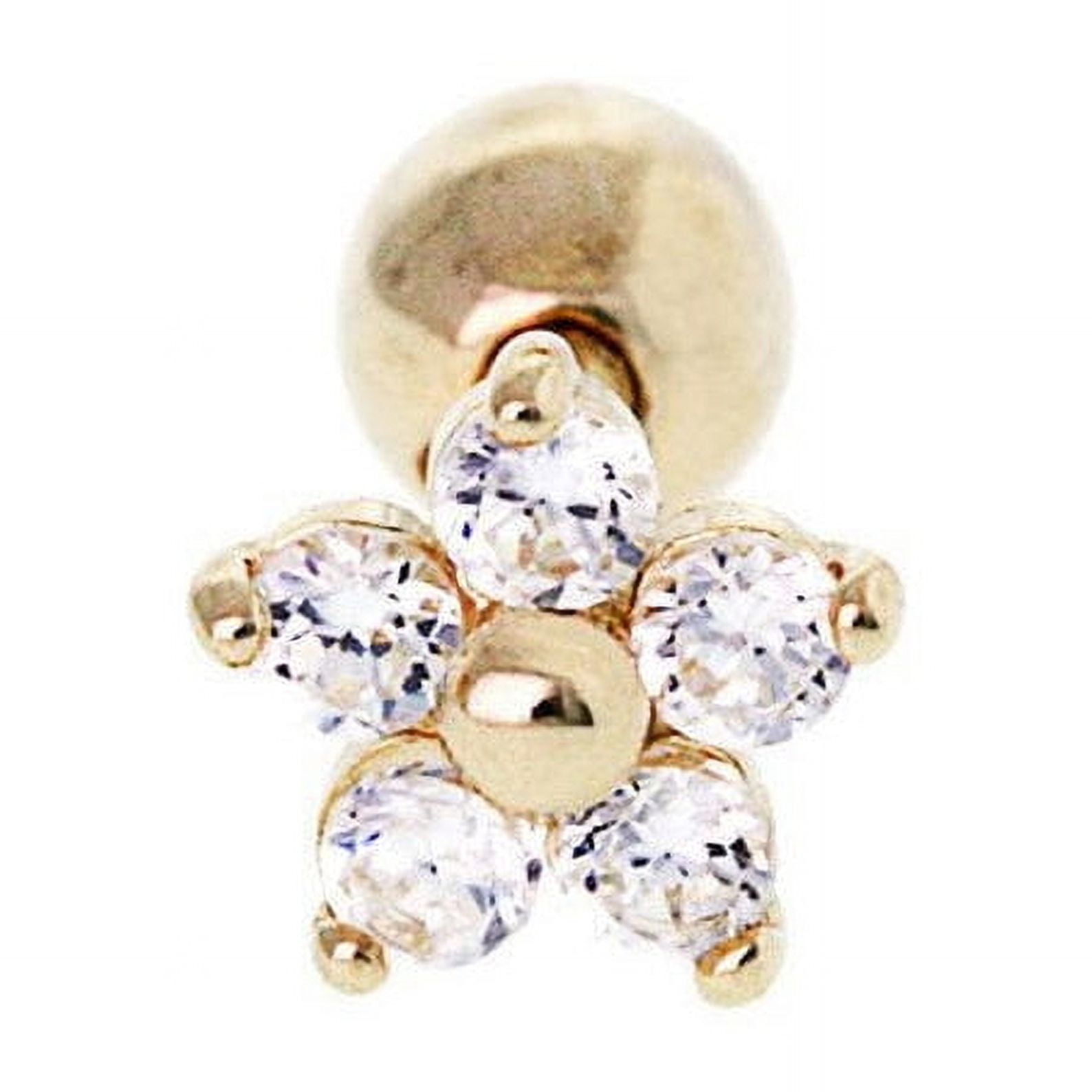Anygolds 14K Real Solid Gold Flower Earring Helix Tragus Conch Snug ...