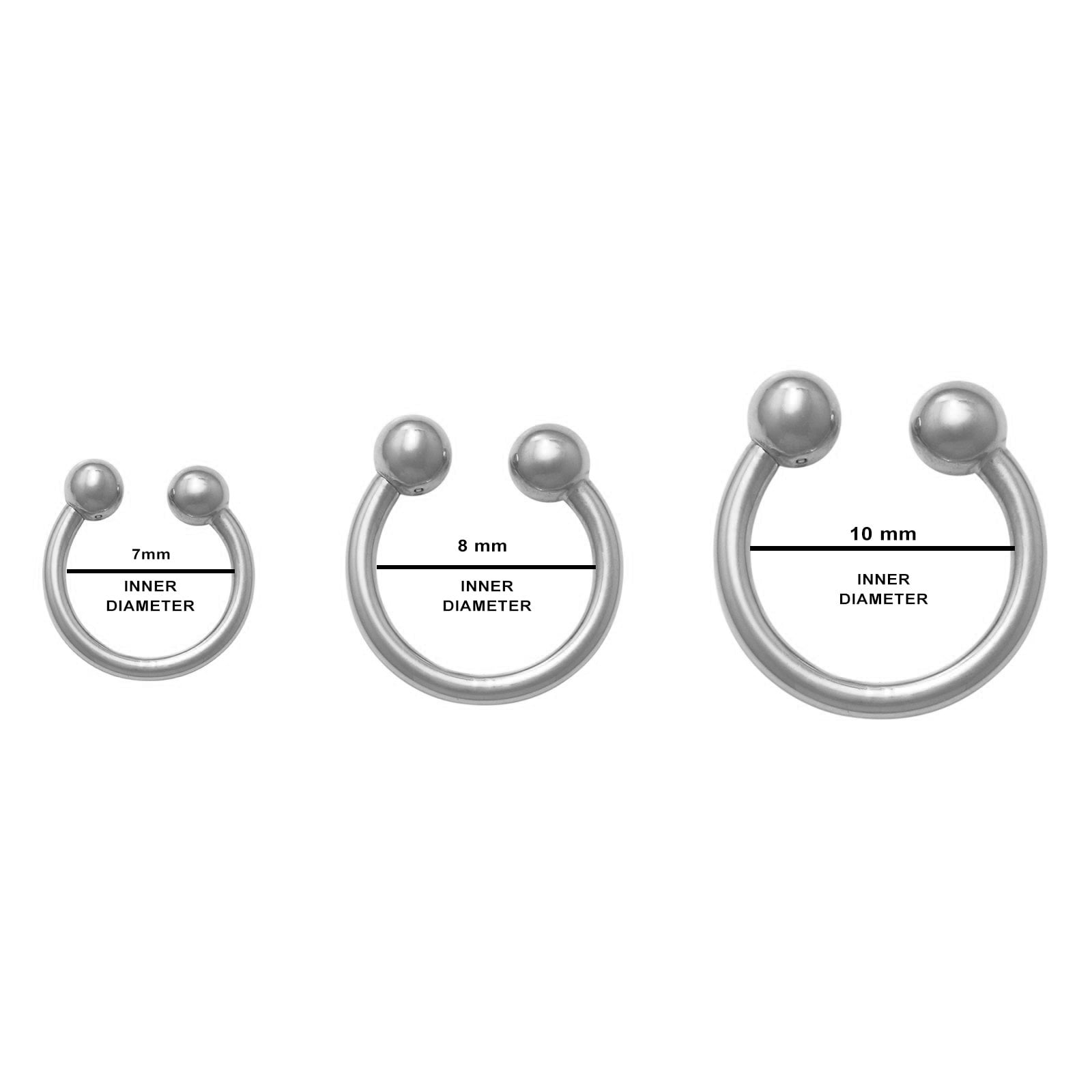 Anygolds 14K Real Solid Gold Horseshoe Ball Hoop Earring - Septum ...