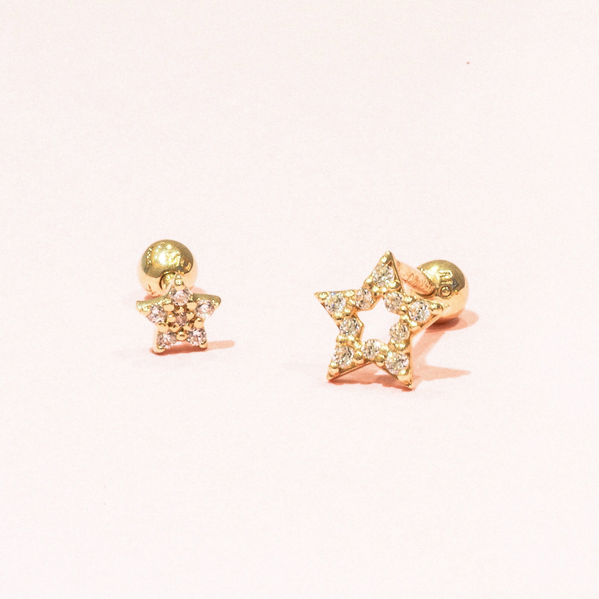 Anygolds 14K Real Solid Gold Petite Star Diamond CZ Cartilage Daith ...