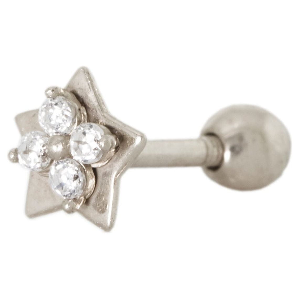Anygolds 14K Real Solid Gold Star Flower Diamond CZ Cartilage Daith ...