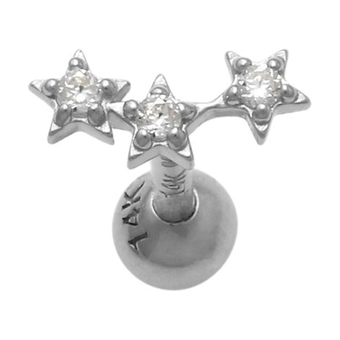 Anygolds 14K Real Solid Gold Three Star Diamond CZ Cartilage Daith ...