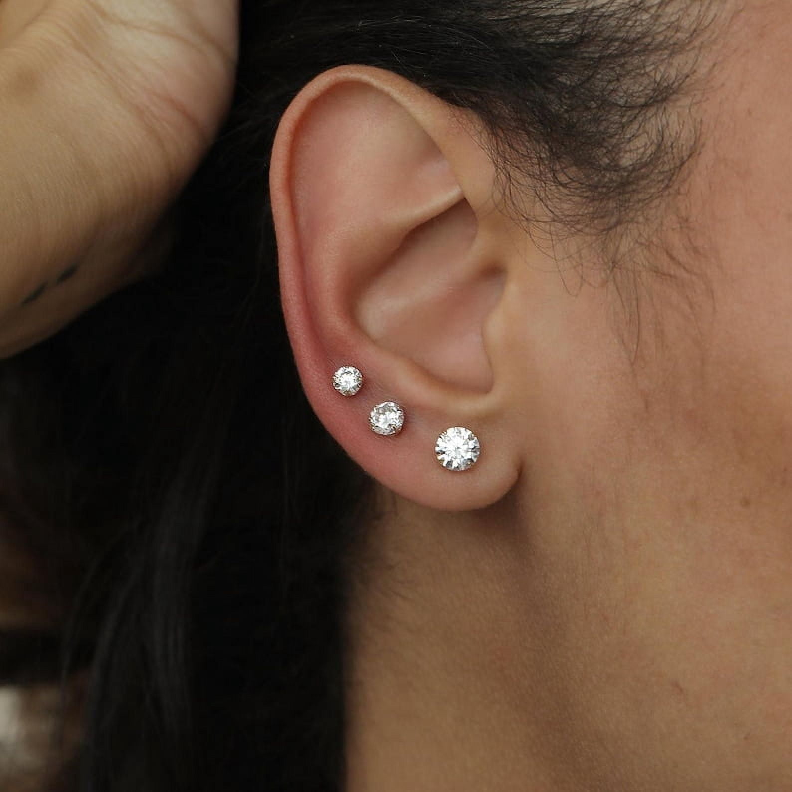 Anygolds 14K real solid Gold Simple CZ Stud Helix Tragus Piercing ...