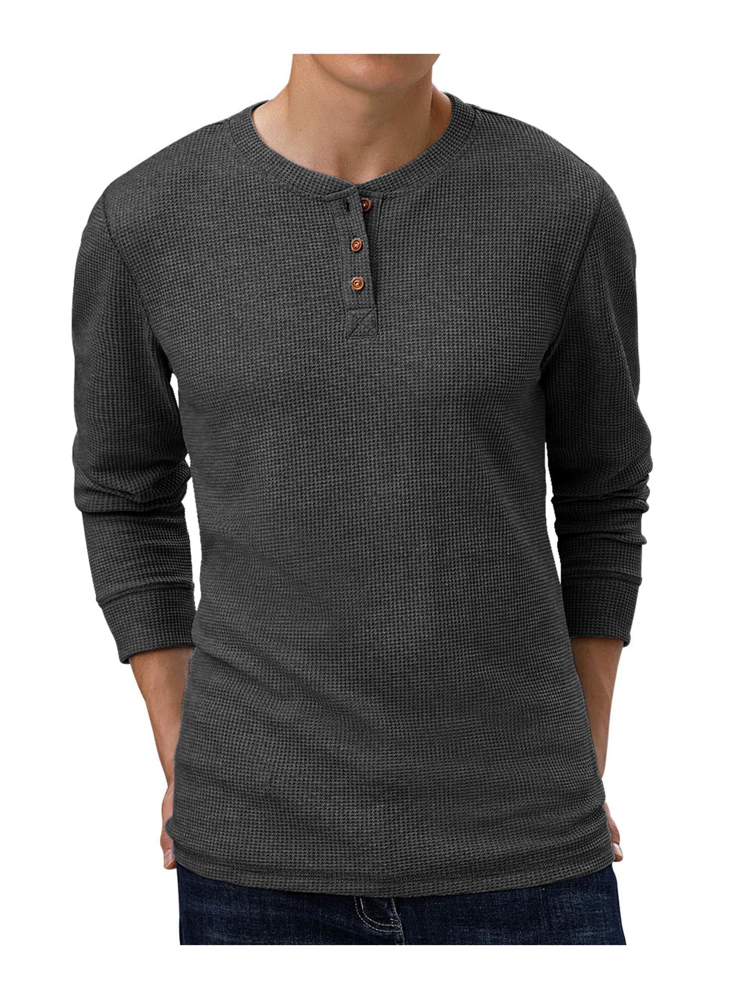 Anygrew Mens shirts Long Sleeve Henley Shirt Waffle Shirt for Men - Walmart.com