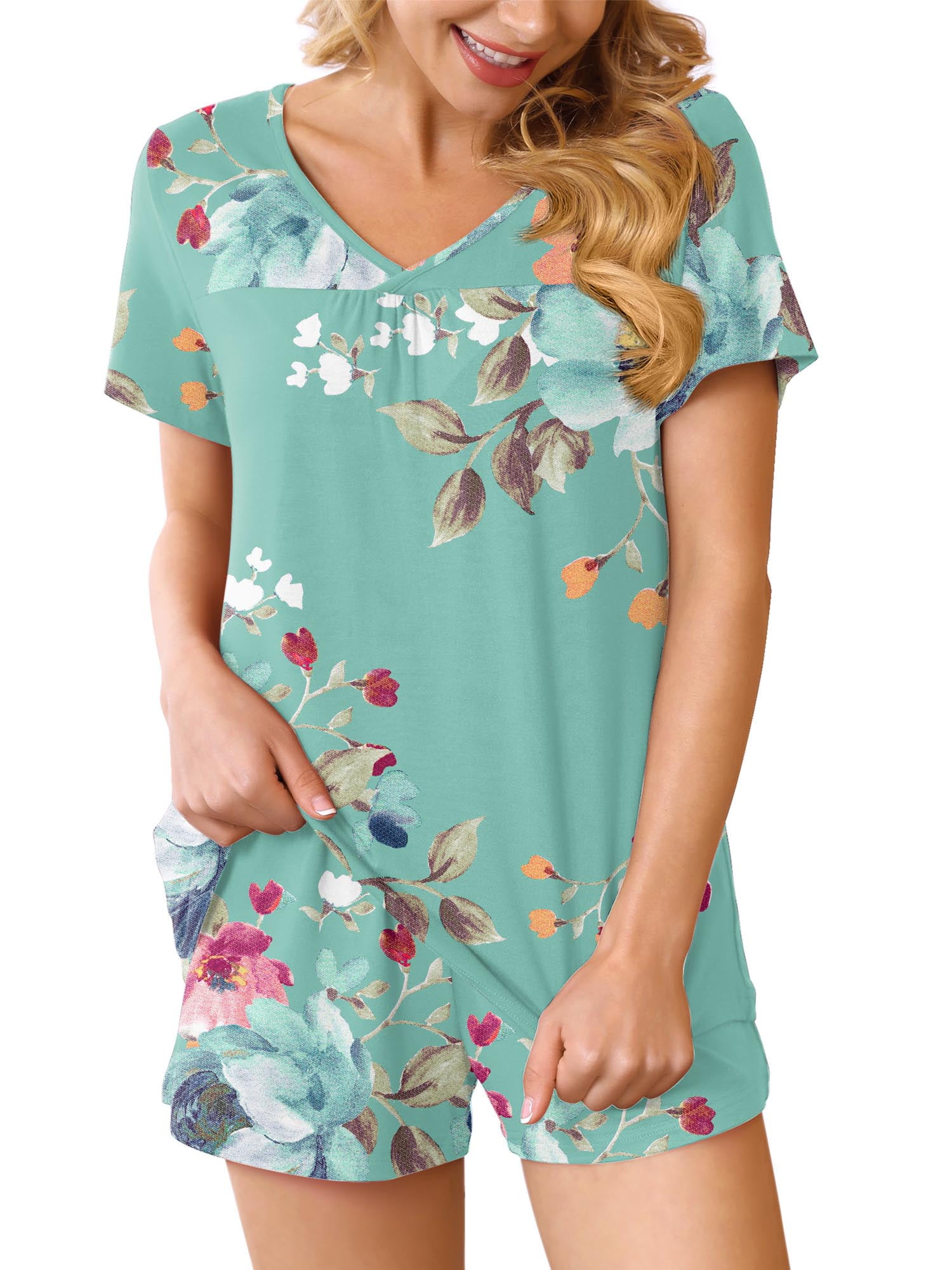 Anygrew Women's Summer Pajama Set - Soft 2 Piece Sleepwear with Shorts ...