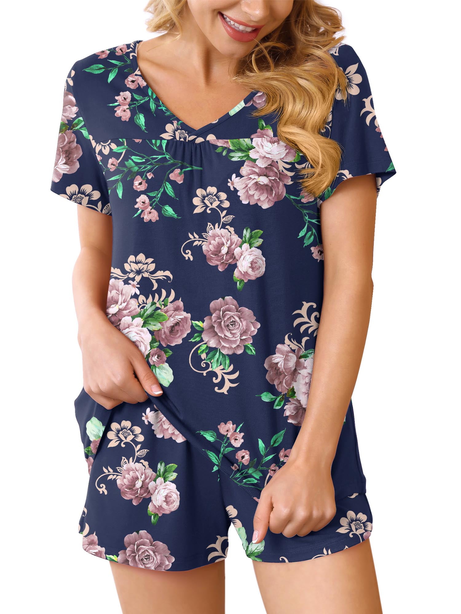 Anygrew Women's Summer Pajama Set - Soft 2-Piece Sleepwear With Shorts ...