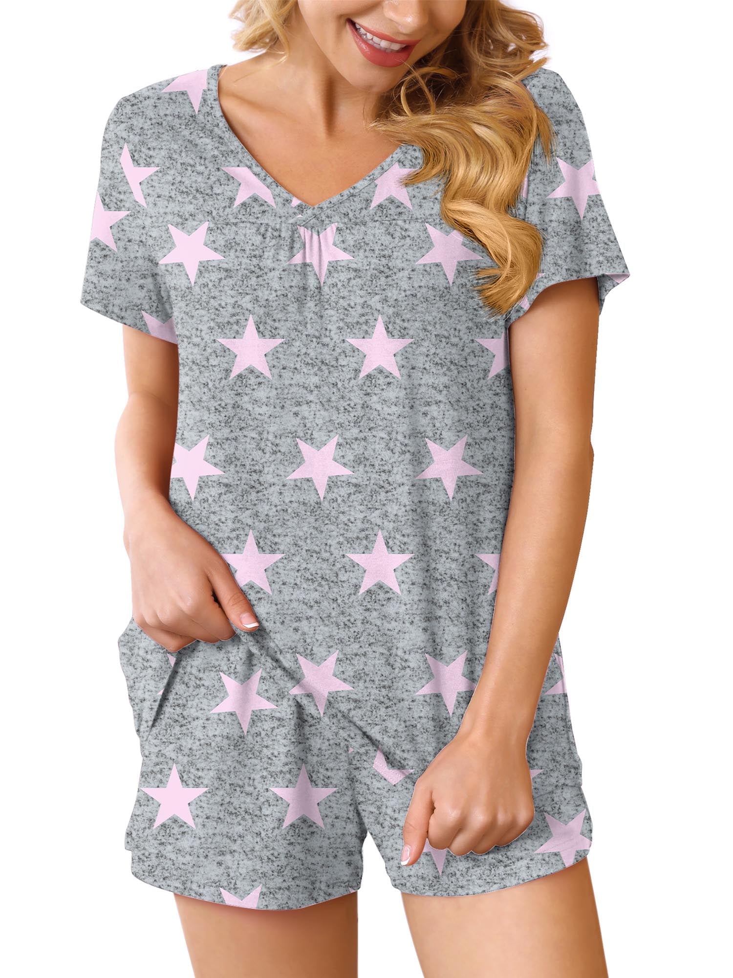 Anygrew Women's Summer Pajama Set - Soft 2 Piece Sleepwear with Shorts ...
