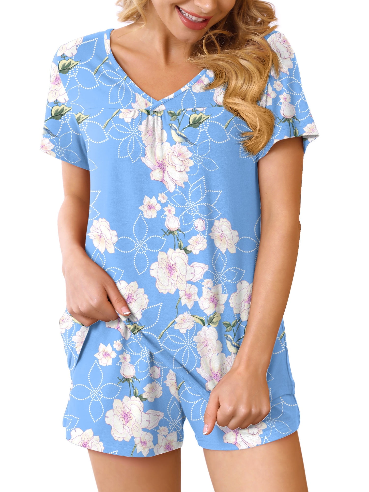 Anygrew Women's Summer Pajama Set - Soft 2 Piece Sleepwear with Shorts ...