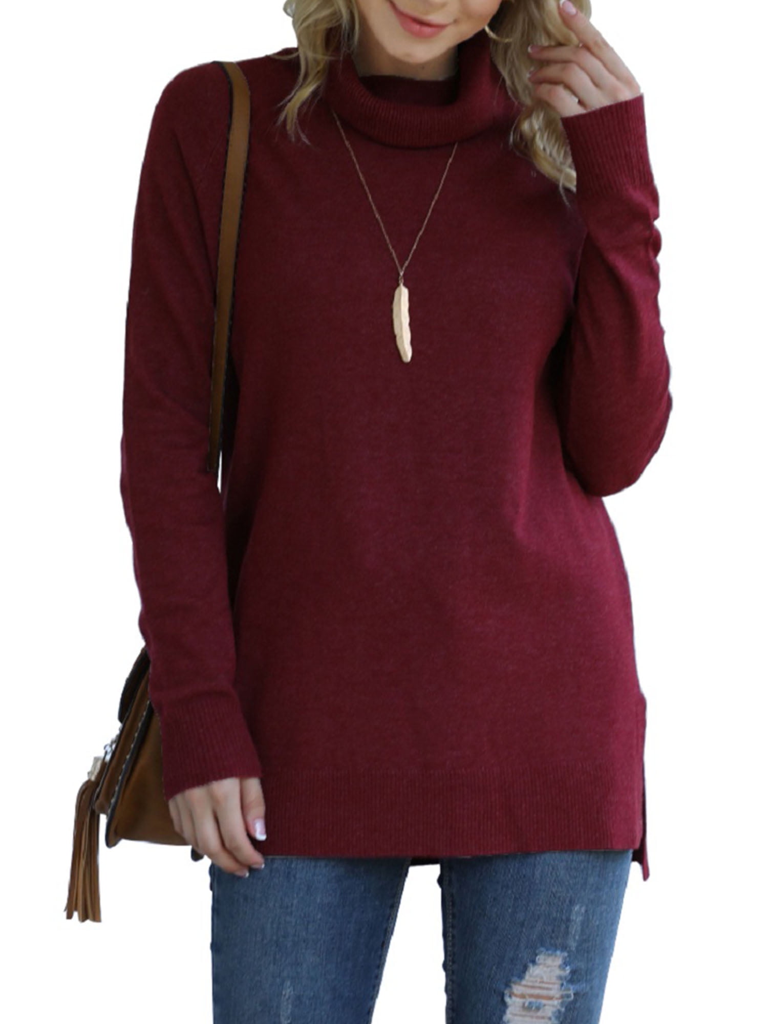 Anygrew Women Pullover Sweater Long Sleeve Casual Sweaters for Women ...