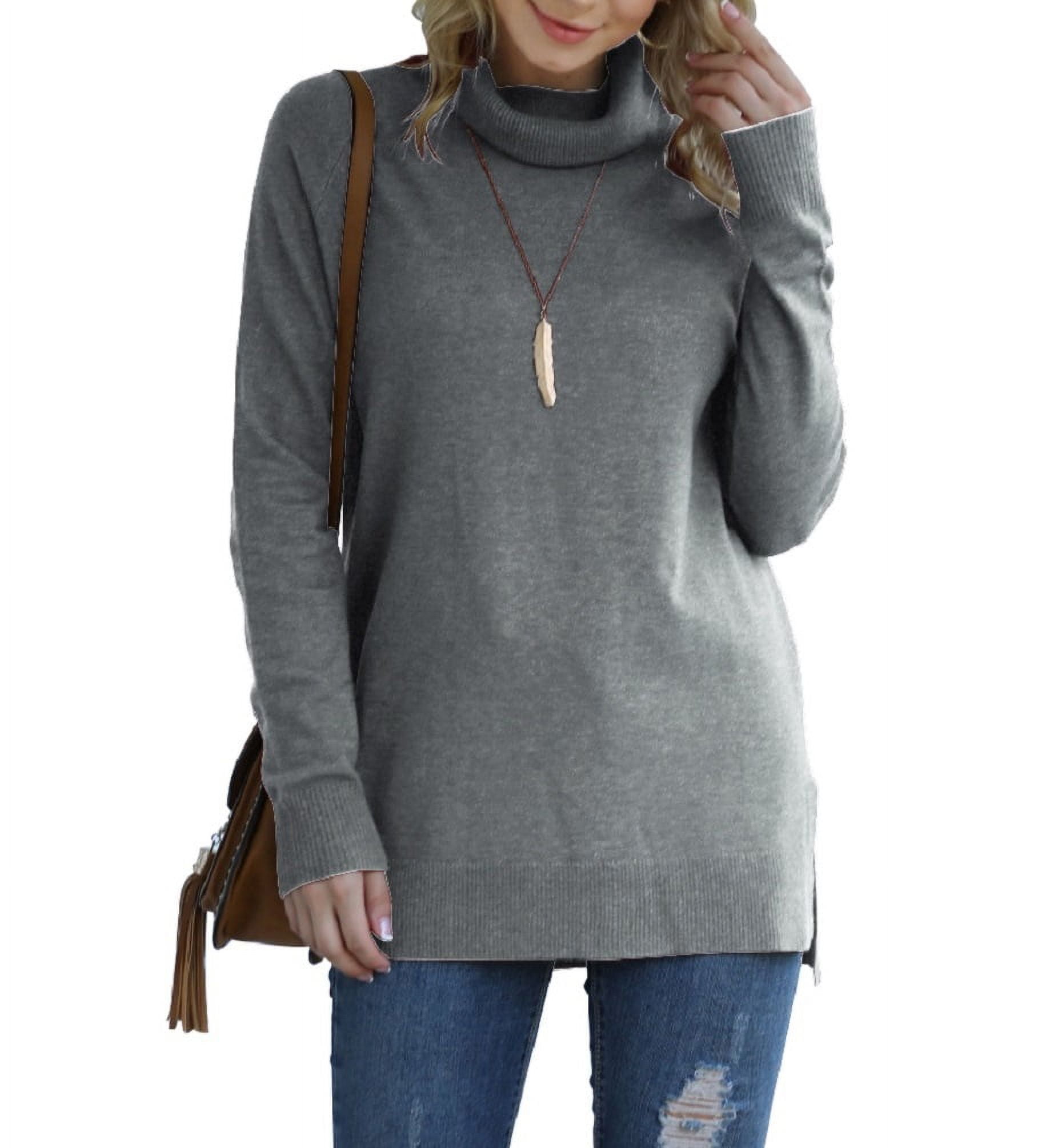 Anygrew Women Pullover Sweater Long Sleeve Casual Sweaters for Women Turtleneck Knit Jumper ...