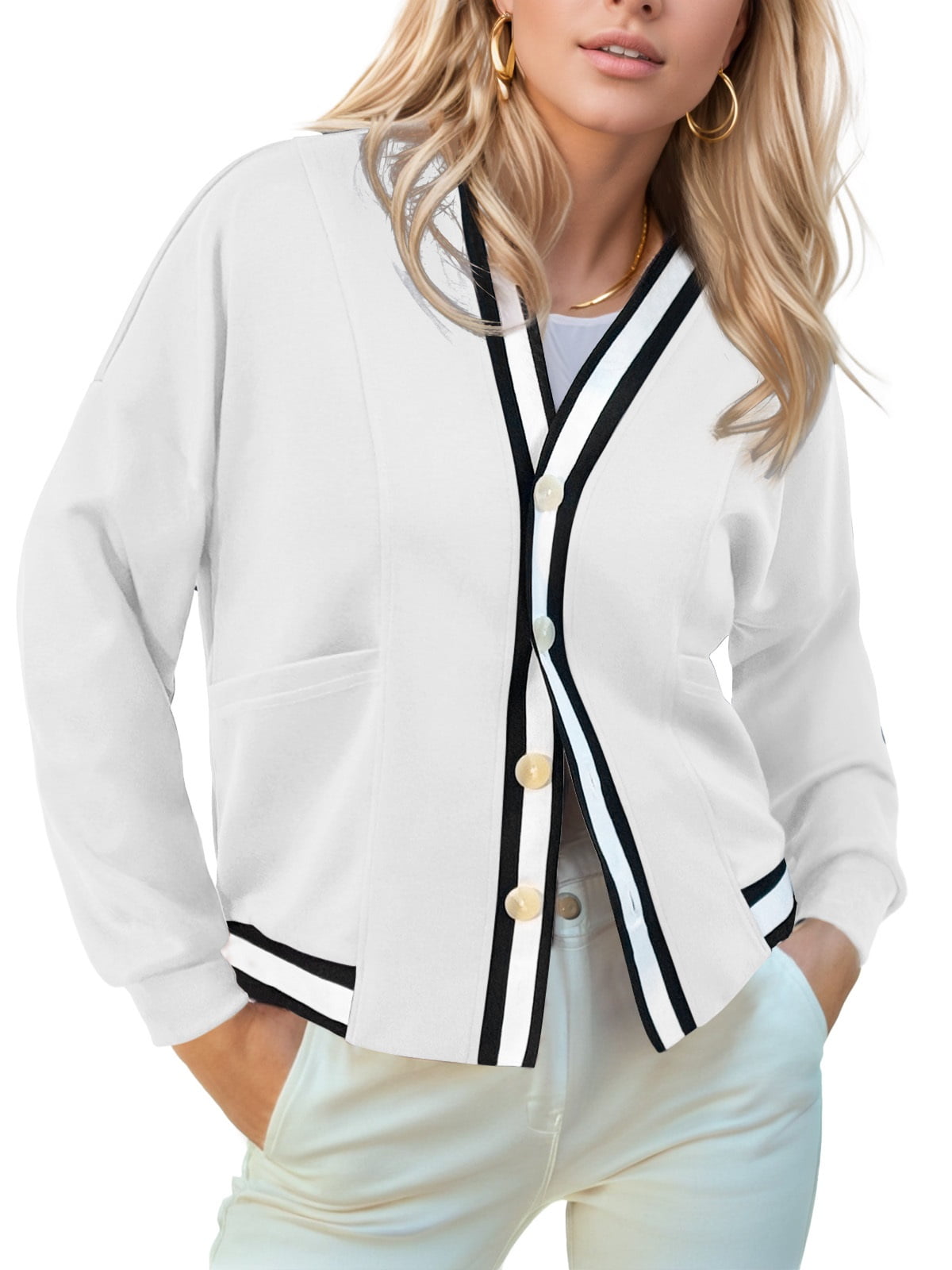 Anygrew Women's Cardigan Long Sleeve Sweatshirts Button Coat Casual ...