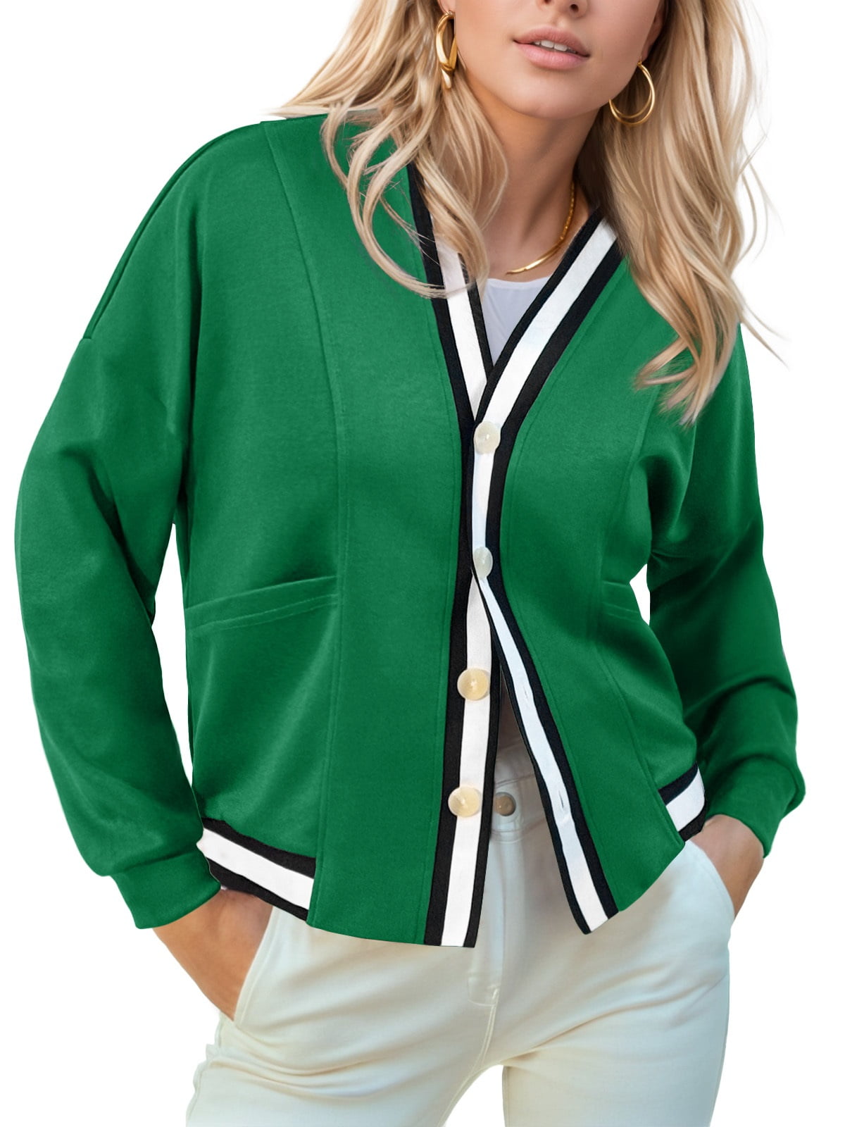 Anygrew Women's Cardigan Long Sleeve Sweatshirts Button Coat Casual ...