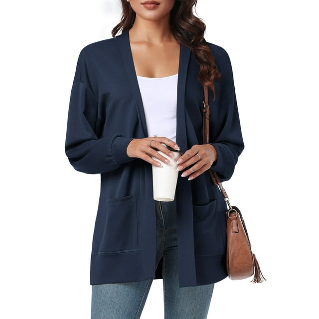 Anygrew Women's Long Sleeve Open Front Cardigan Casual Loose ...