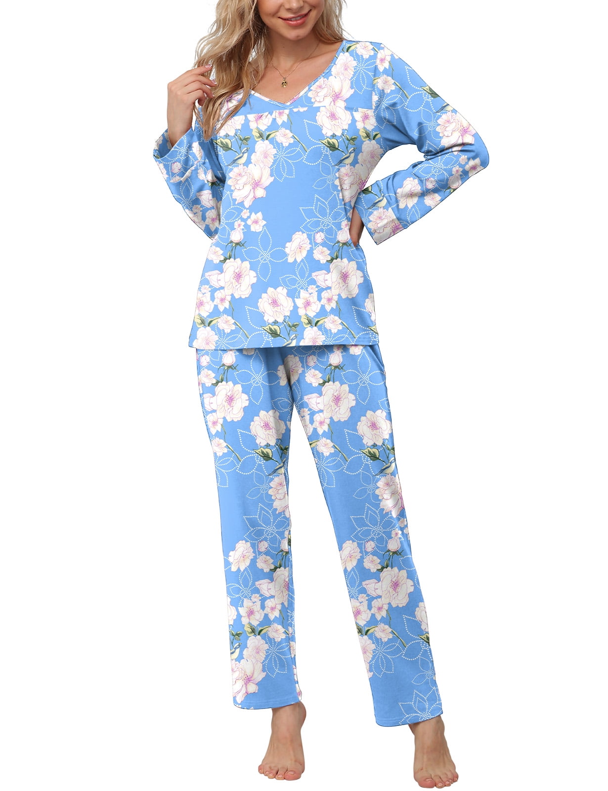 Anygrew Women's Pajamas Set, 2 Piece Long Sleeve Shirts and Pants ...