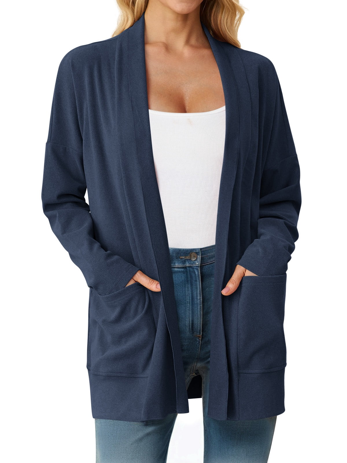Anygrew Womens Cardigan Long Sleeve Navy Blue Cardigan For Women ...