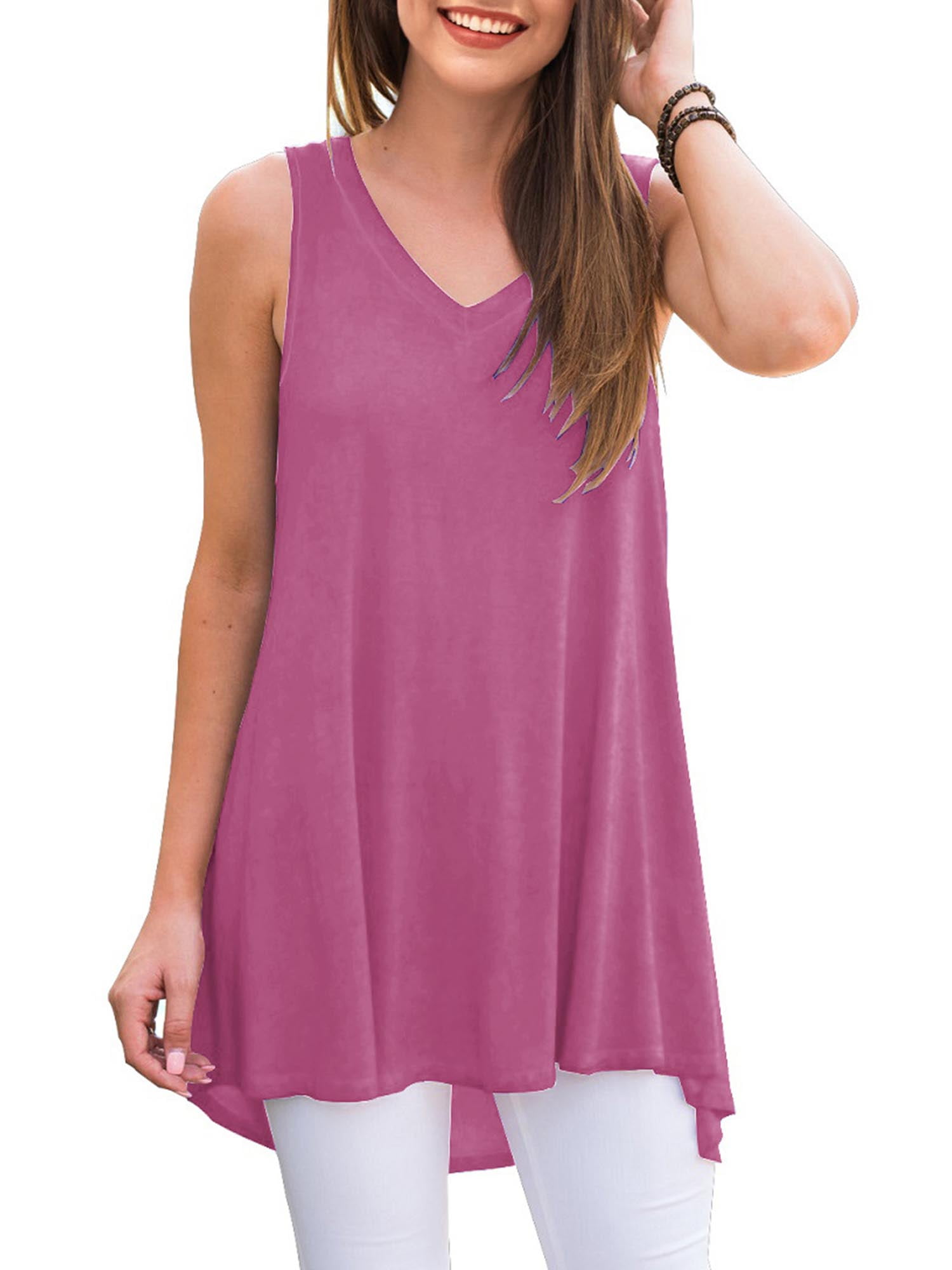 Anygrew Womens Summer Casual T Shirt V Neck Sleeveless Tunic Tops For