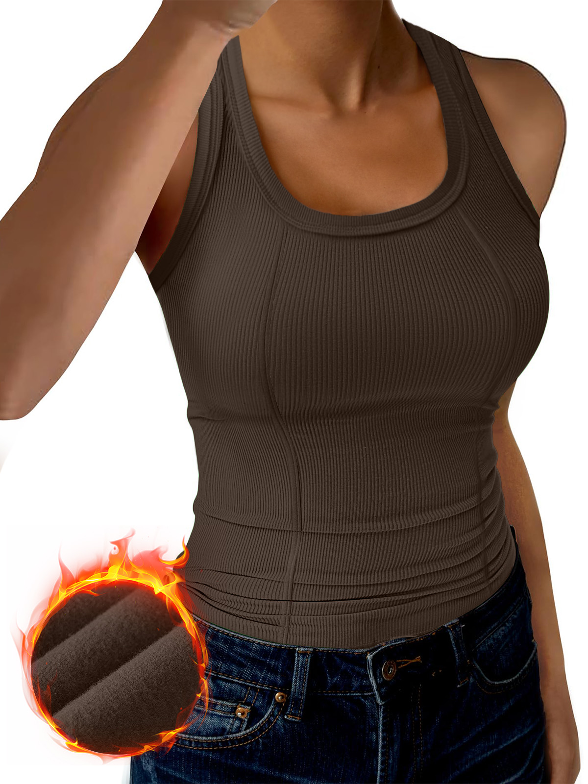 Anygrew Sleeveless Thermal Shirts for Women Light Fleece Tank Tops Fall ...