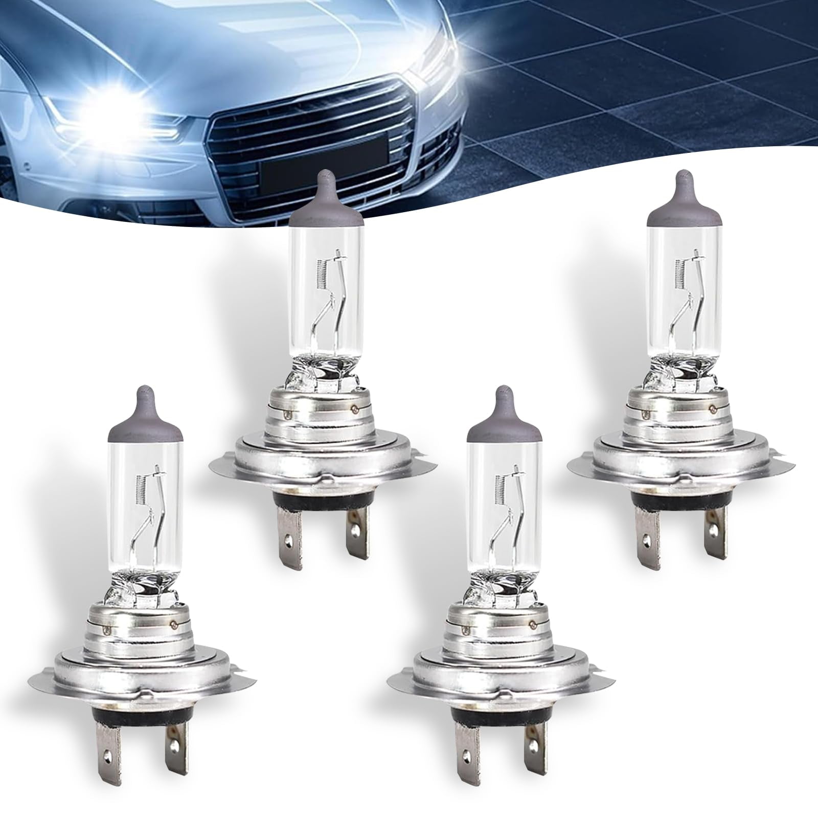 Anyhut 4 PCS Car RRF12 H7 Bulb 2-Pin 12V 55W, Halogen Bulb with Super ...