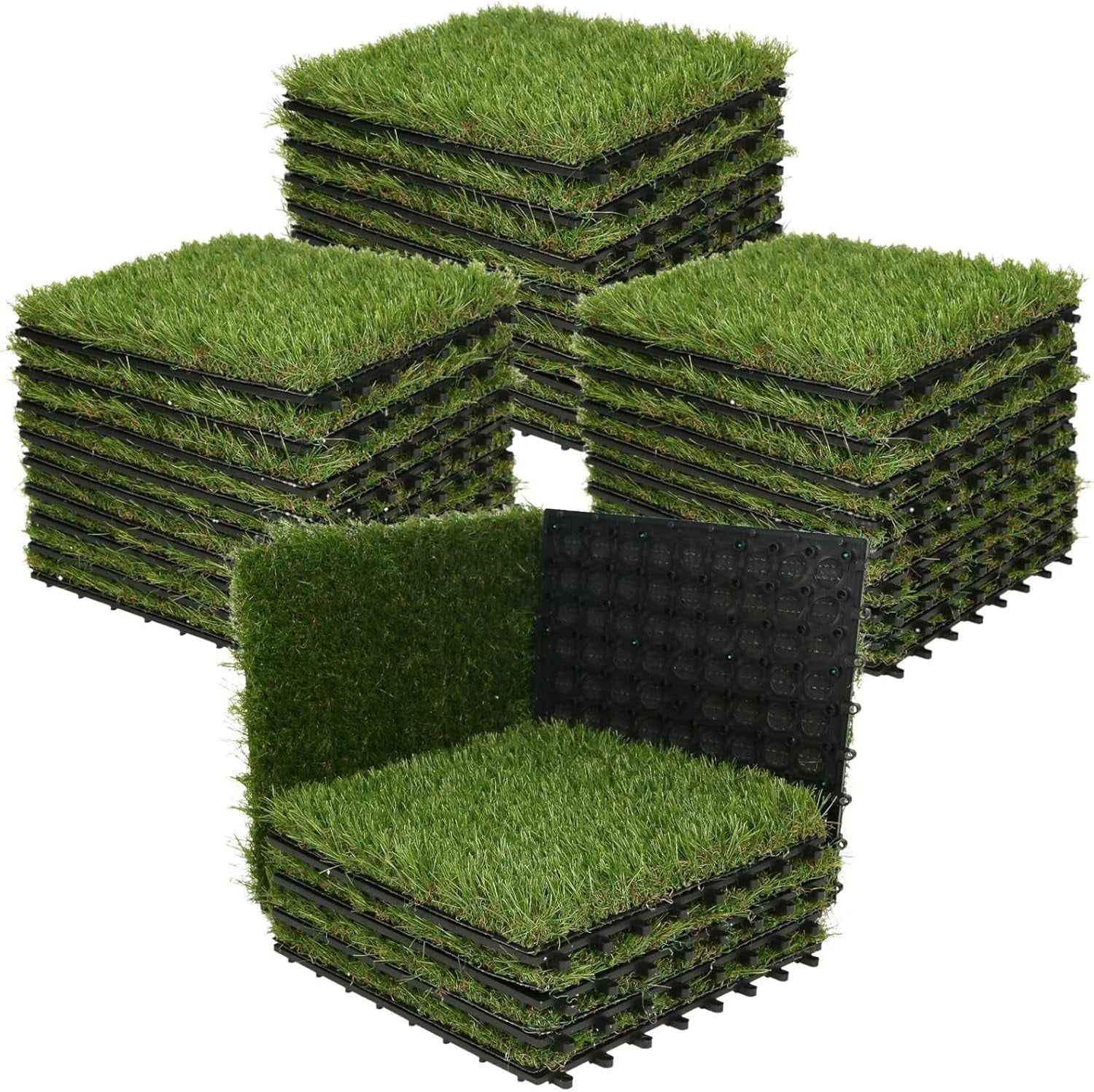 Anykoon 12"x12" Artificial Lawn, 36pcs Interlocking Artificial Grass ...