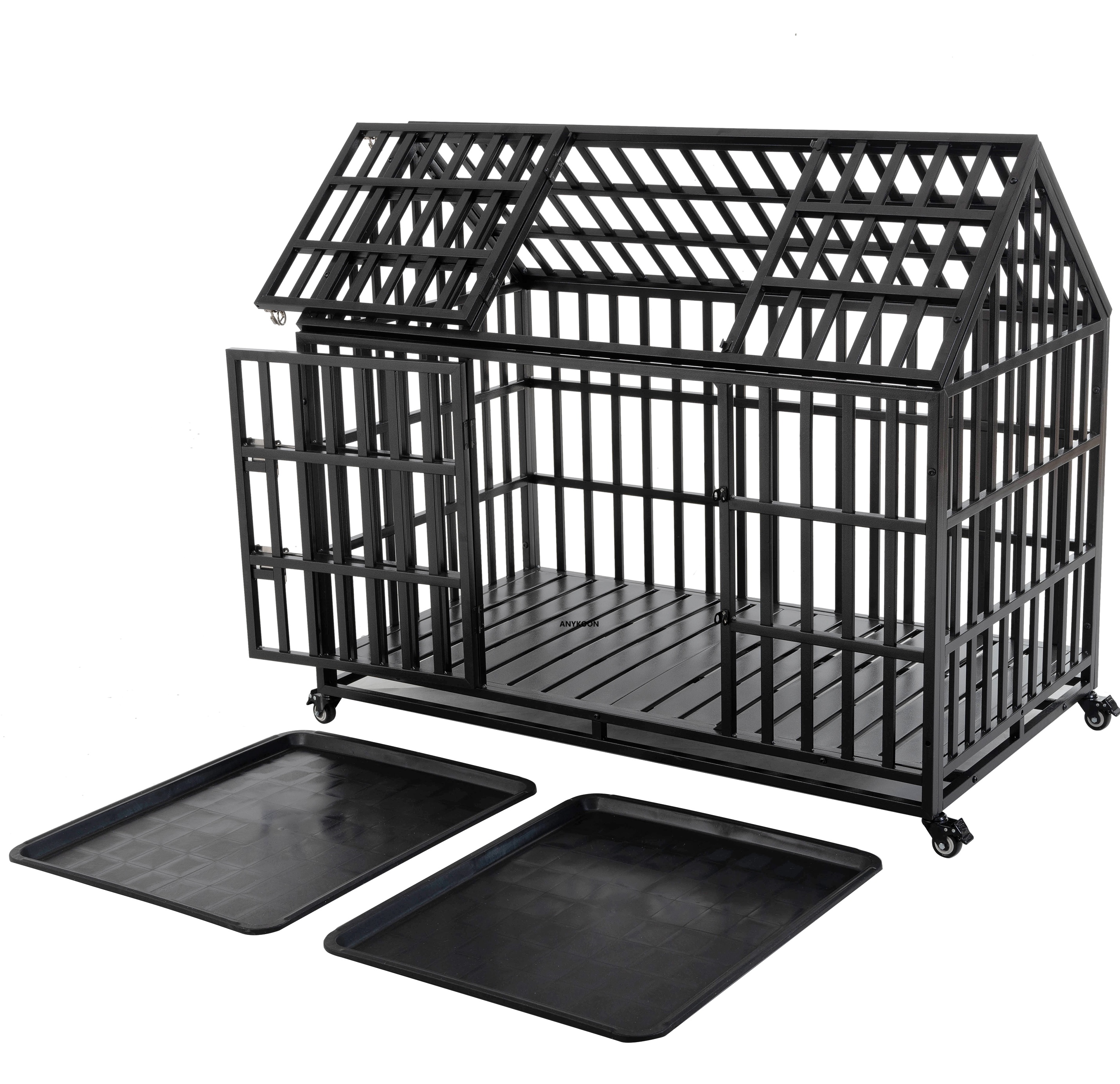 Anykoon 52" Heavy Duty Dog Crate Large Dog cage Strong Metal Dog ...