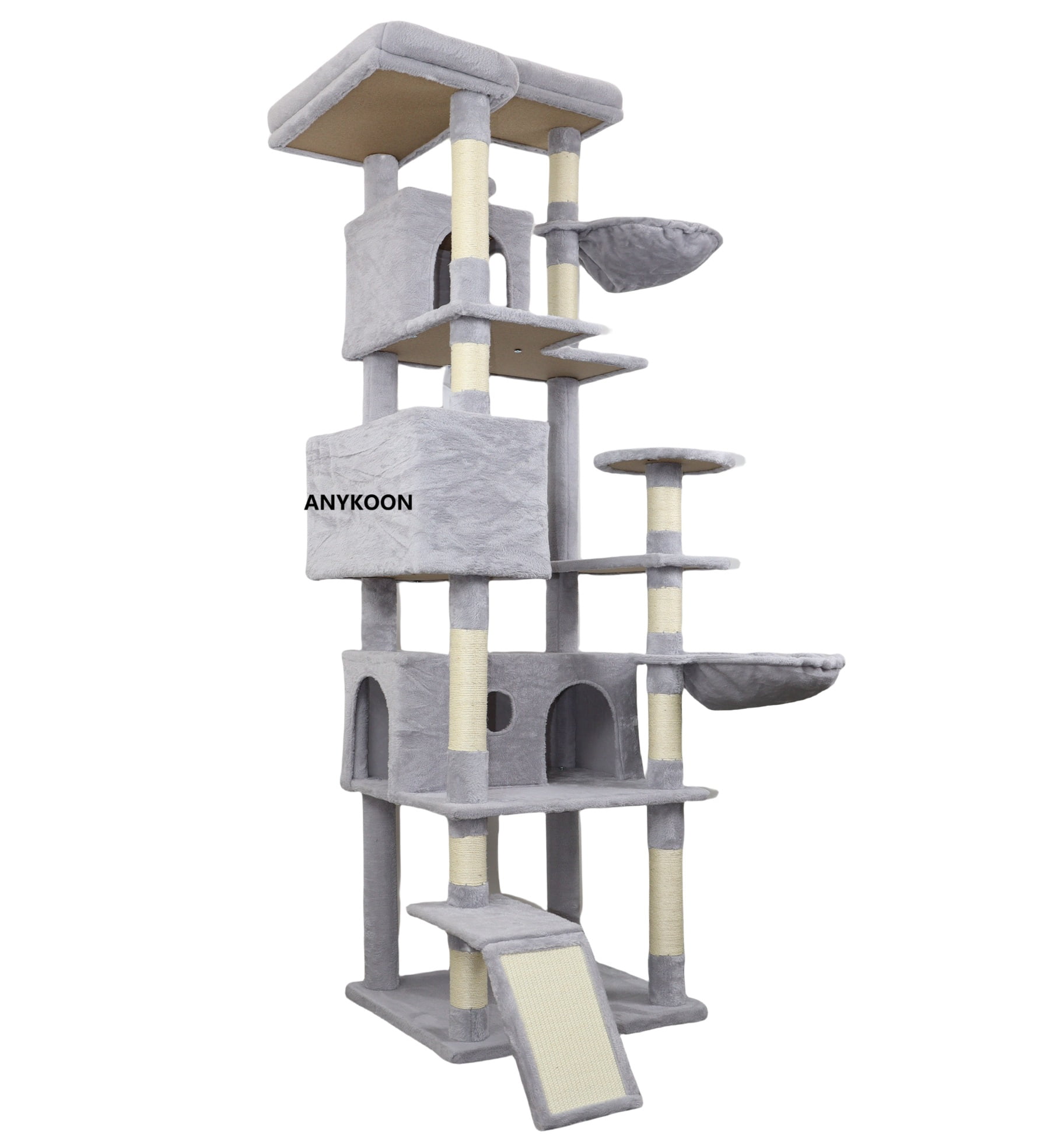 Anykoon 84.6in Light Gray Cat Tree Tower with Wide Base, 3 Large ...