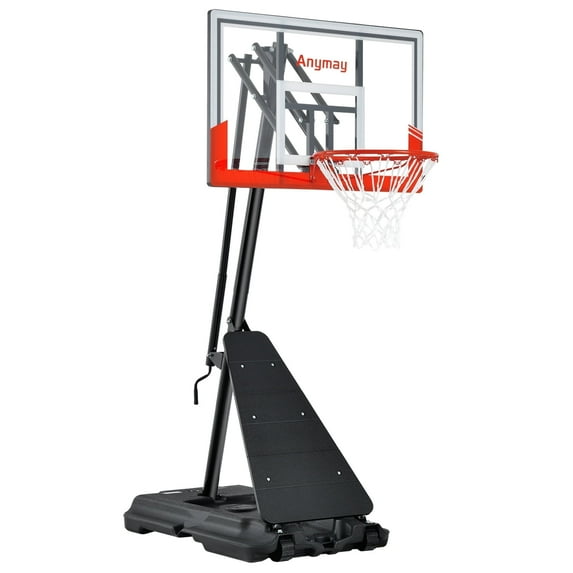 Anymay Basketball Hoop Outdoor with 44 Inch Backboard，5.3-10FT Height ...