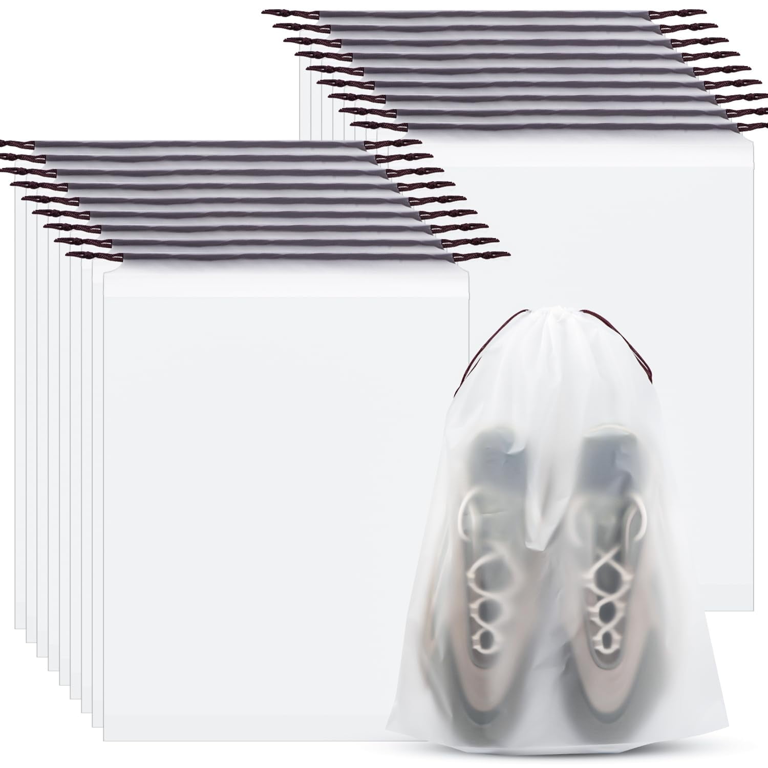 Anyongora 18 Pack Shoe Bags for Travel, 15.7" x 11.8" EVA Frosted Shoes ...