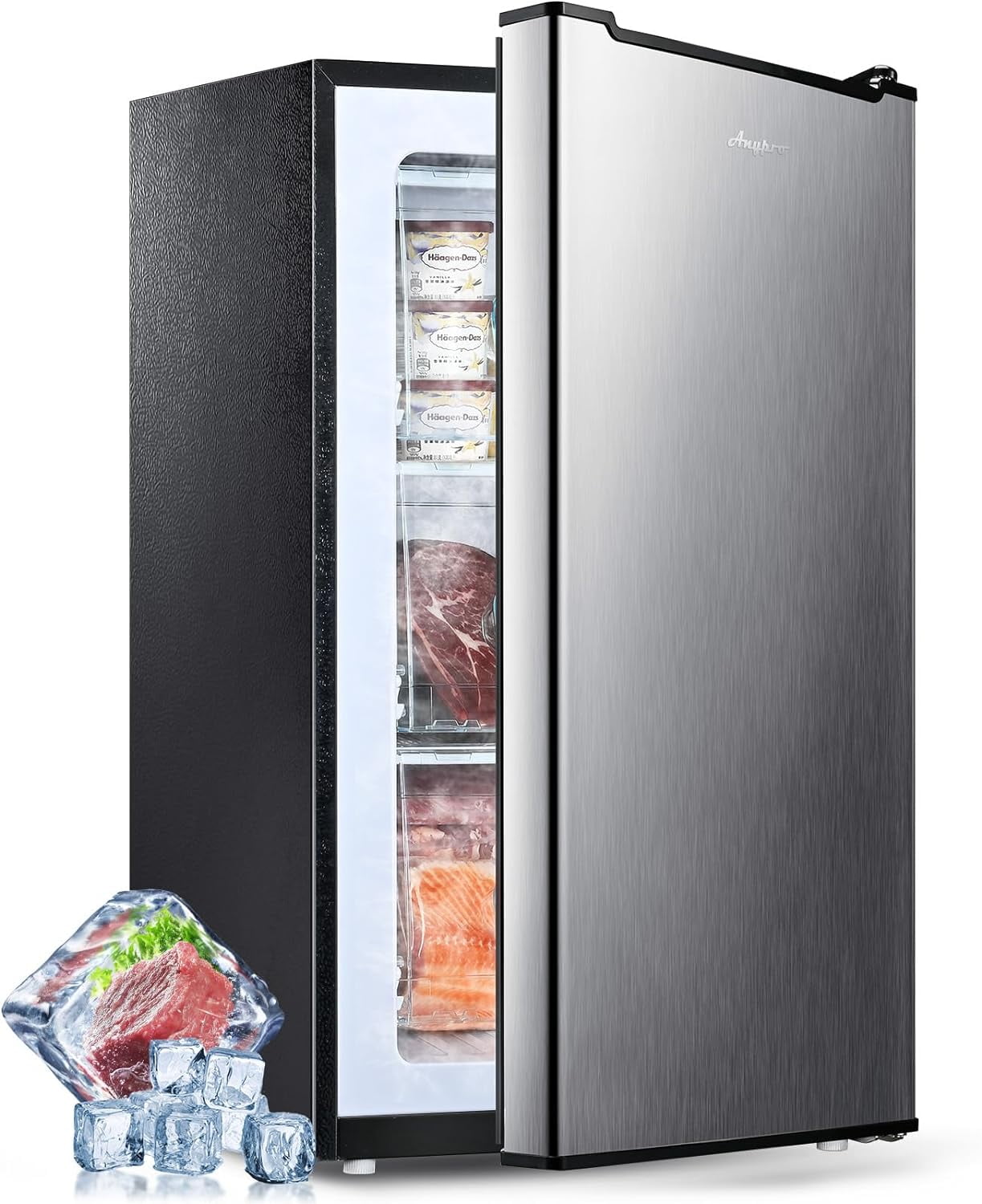 Anypro Upright Freezer, 3 Cu.Ft Compact Mini Freezer with Drawers ...