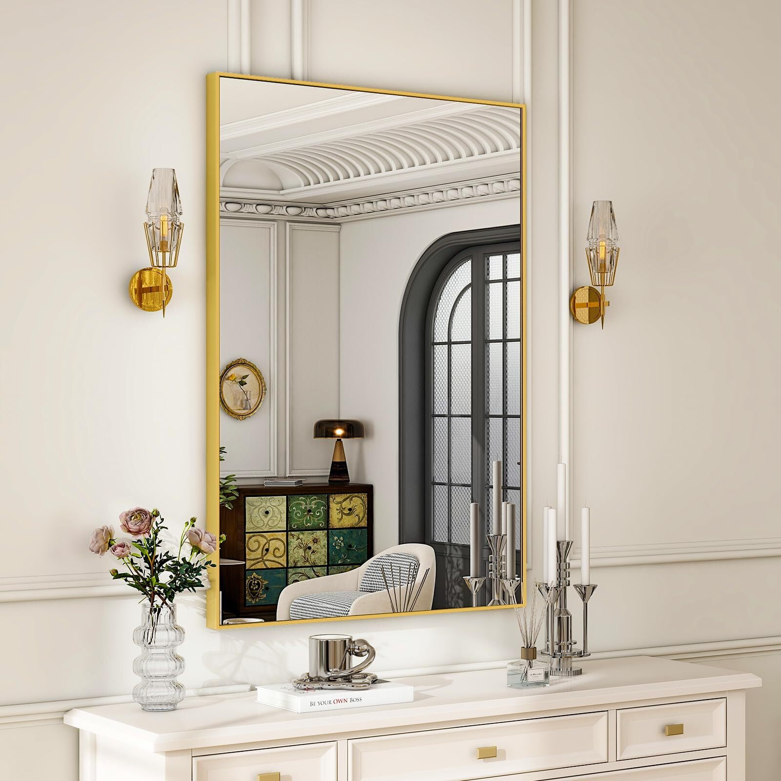 Anyrose 20"x30" Rectangular Bathroom Mirror Wall Mirror Aluminium Alloy ...