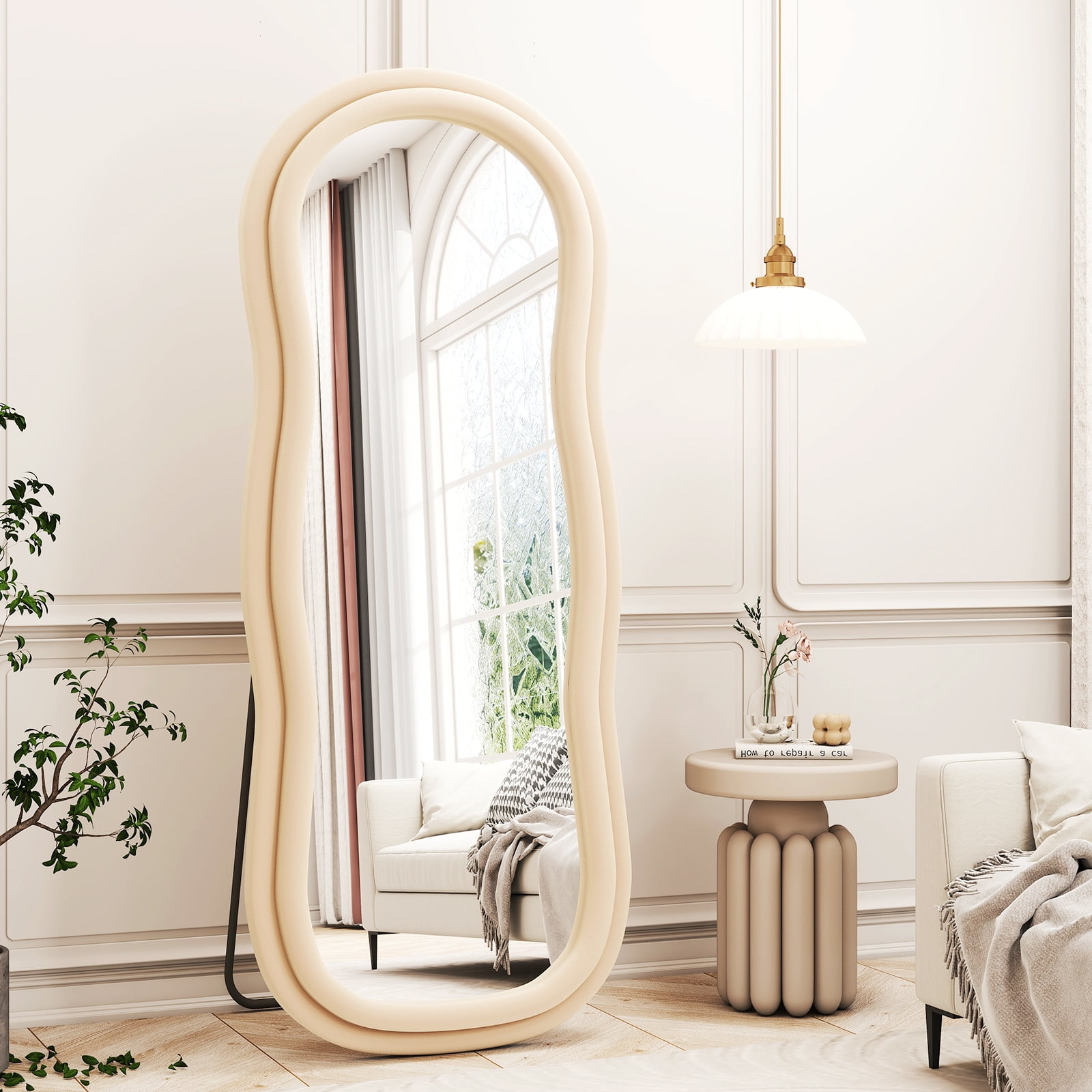 Anyrose 63"x24" Wavy Floor Mirror Arched Cloud Shaped Full Length ...