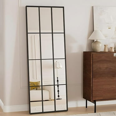 Free Shipping! DecMode 37" x 52" Cream Window Pane Inspired Wall Mirror ...
