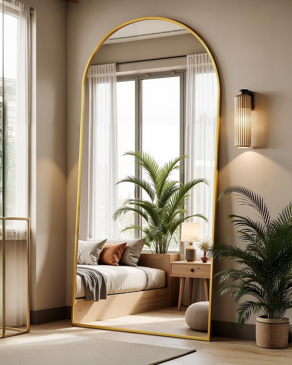 Anyrose 68.1"x22" Arched Full Length Mirror Aluminum Alloy Frame Floor ...