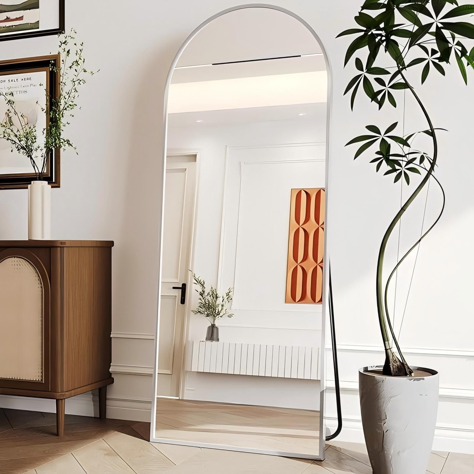 Anyrose 71" x 26" Full Length Mirror Arched Full Body Mirror,Silver ...