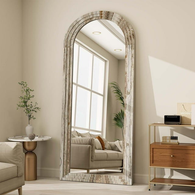 Anyrose 71"x30" Oversized Arched Full Length Floor Mirror with Solid ...