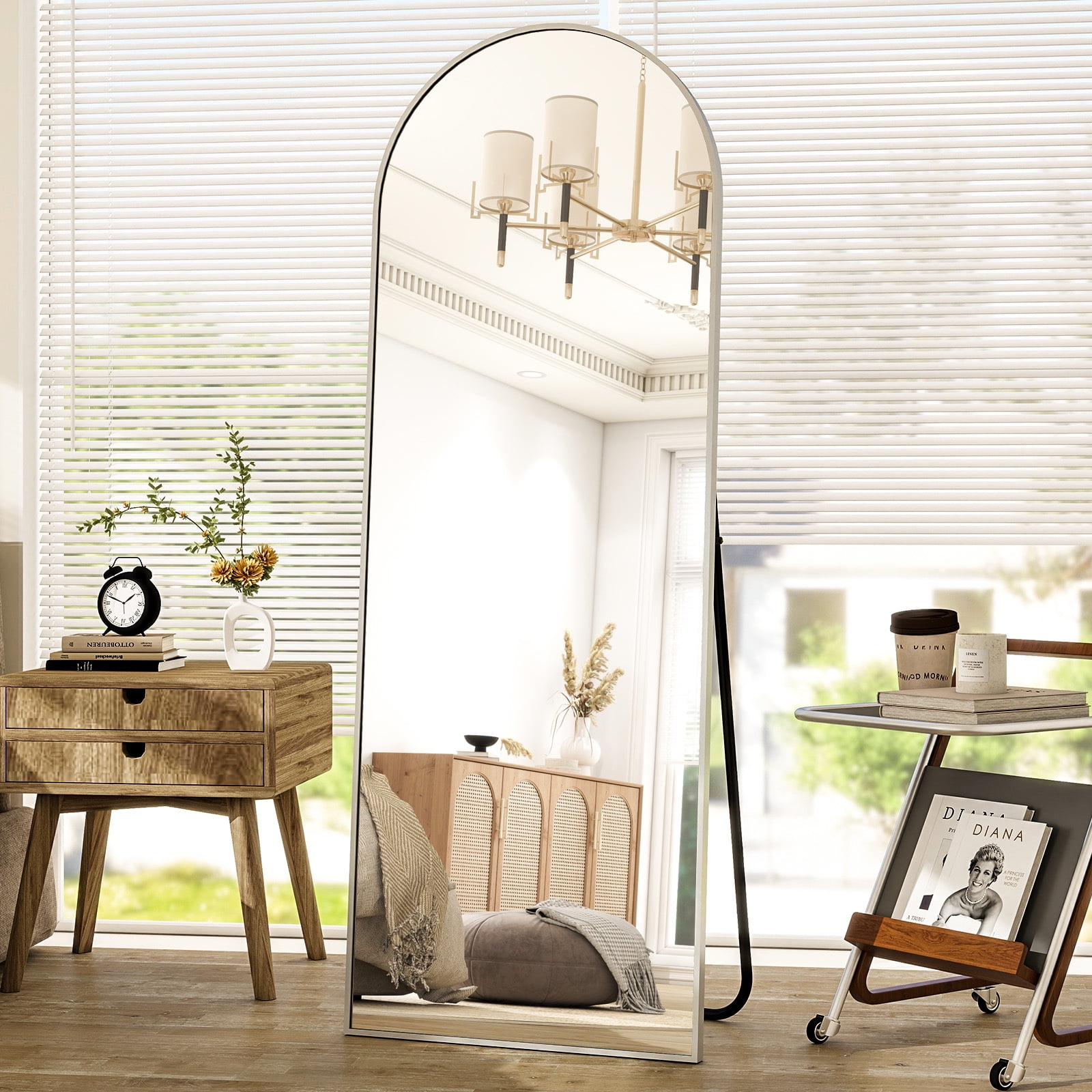 Anyrose 71.1"x26" Arched Floor Mirror with Stand Wall-Mounted, Silver - Walmart.com